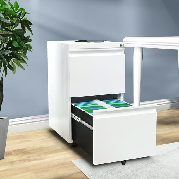 2-Drawer Vertical File Cabinet with Lock, Mobile Metal Filing Cabinet ...