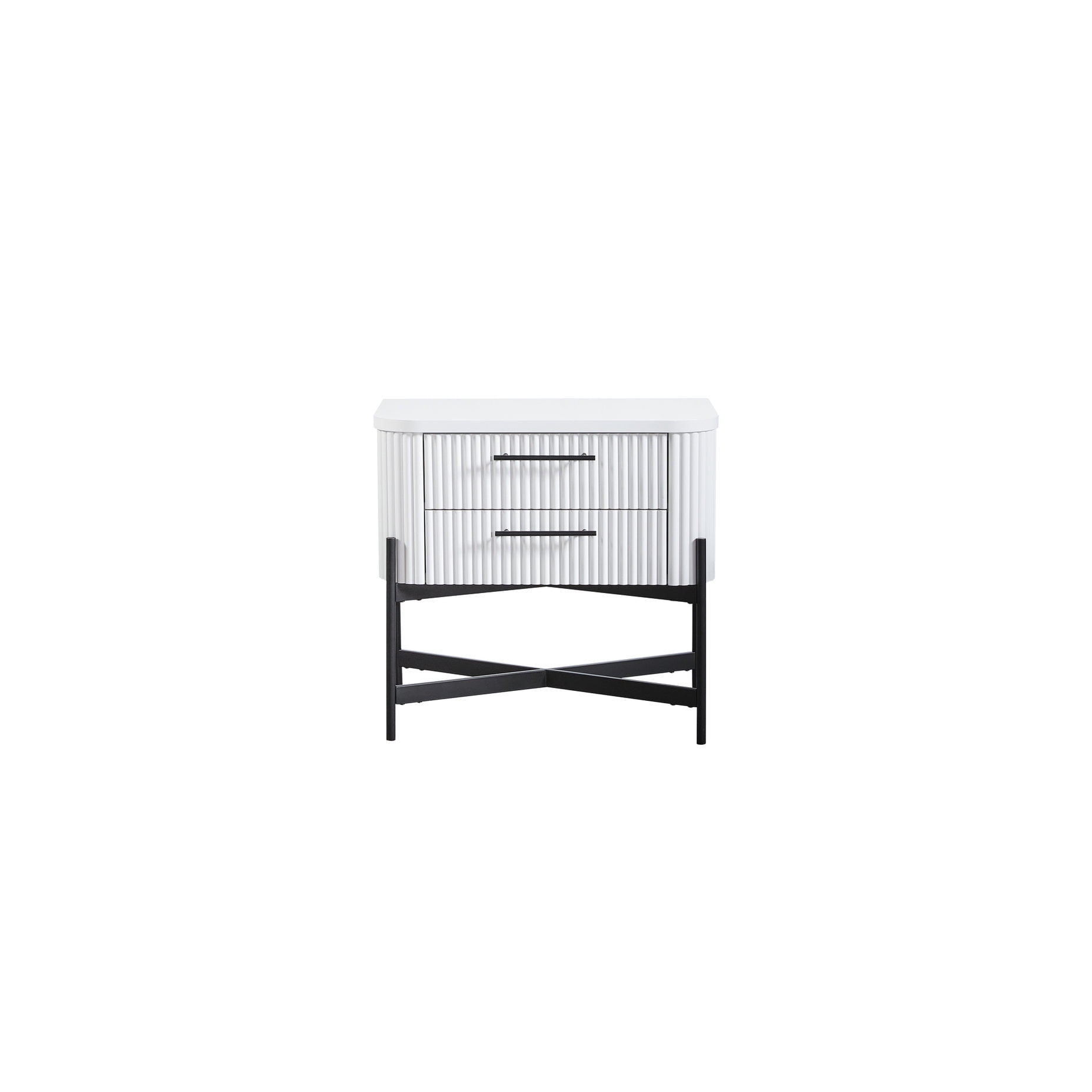 2 Drawer White Nightstand+USB Type C and Cedar Lined Bottom Drawer ...