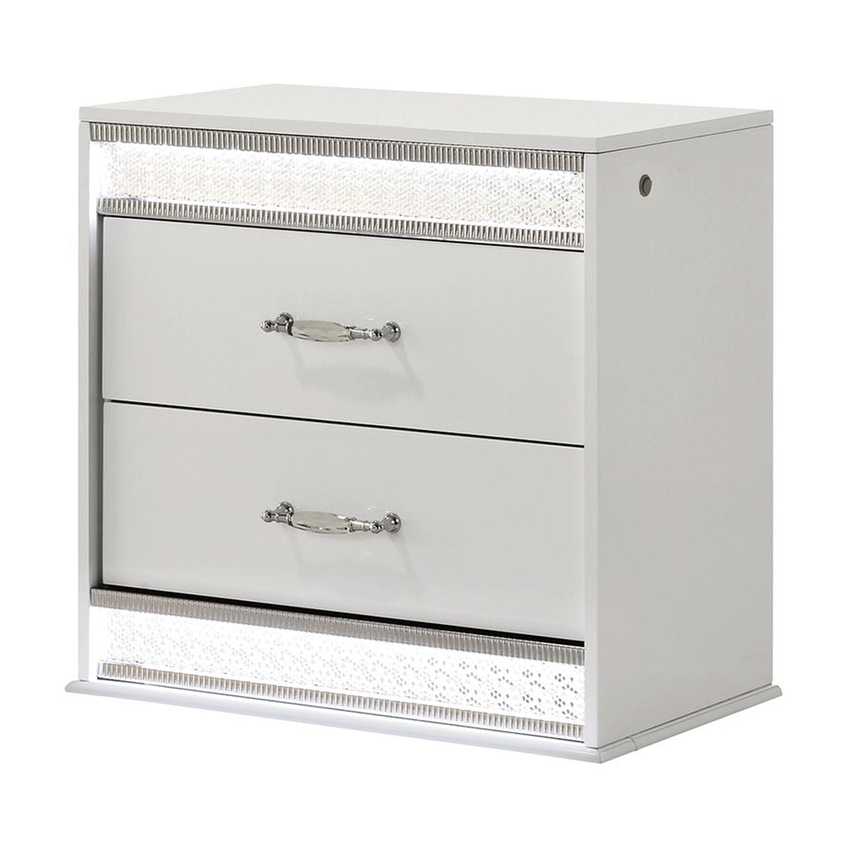 2-Drawer White Nightstand / Velvet Lining and Ambient Lighting for ...