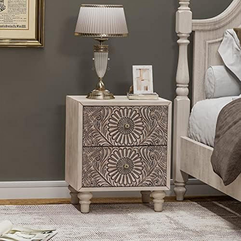 2 Drawers Accent Dresser Vintage Small Accent Chest with 4 Wood Legs ...