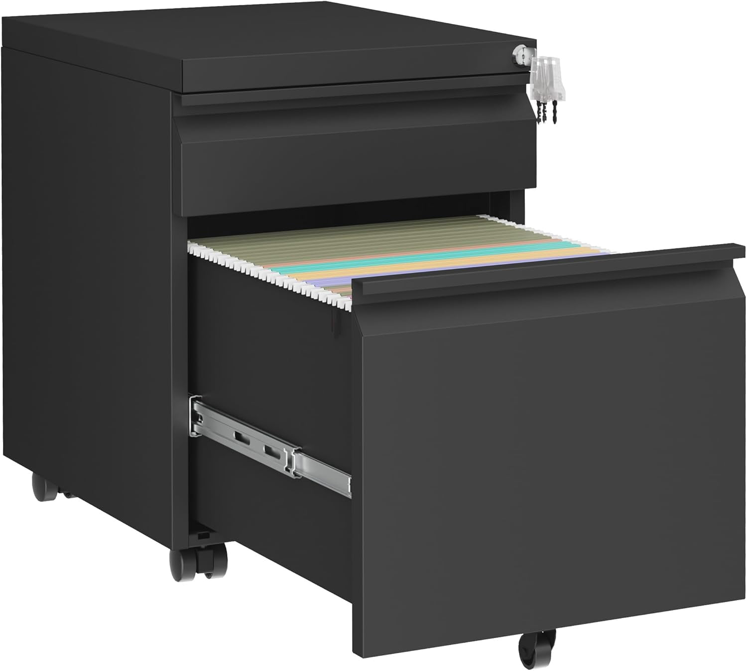 2 Drawers File Cabinet, Metal Filing Cabinet with Lock, Mobile File ...