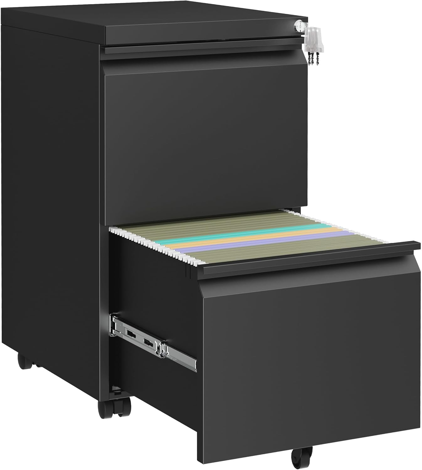 2 Drawers File Cabinet, Metal Filing Cabinet with Lock, Mobile Vertical ...