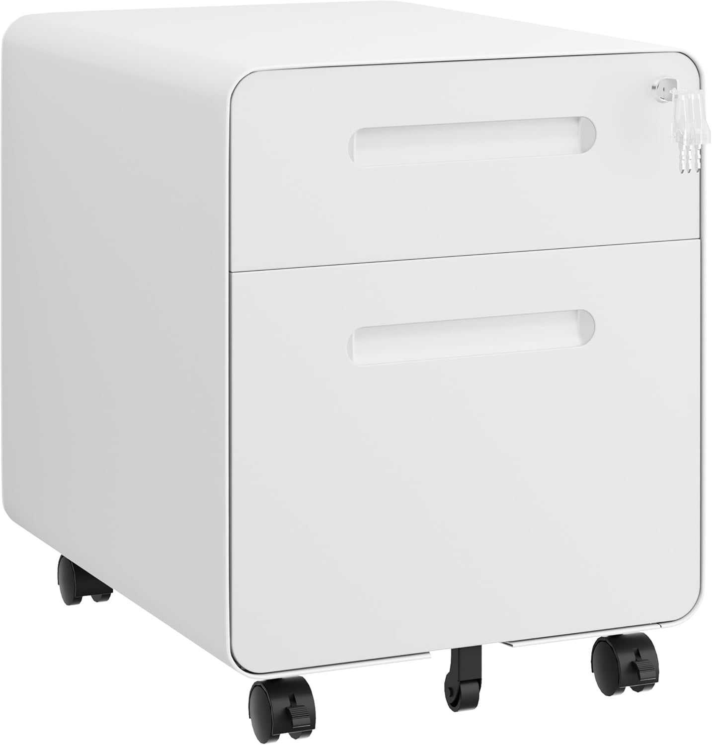 2 Drawers File Cabinet, Mobile Filing Cabinet with Lock, Steel, Fully ...