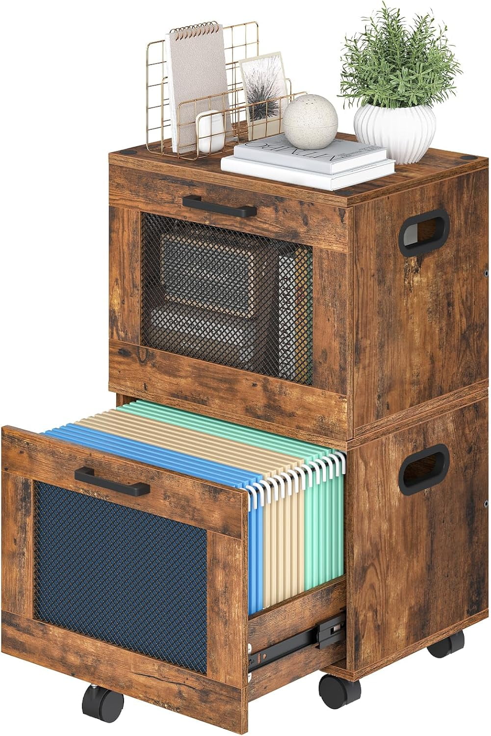 2 Drawers File Cabinet, Rolling File Cabinet Cart, Small Filing Cabinet ...