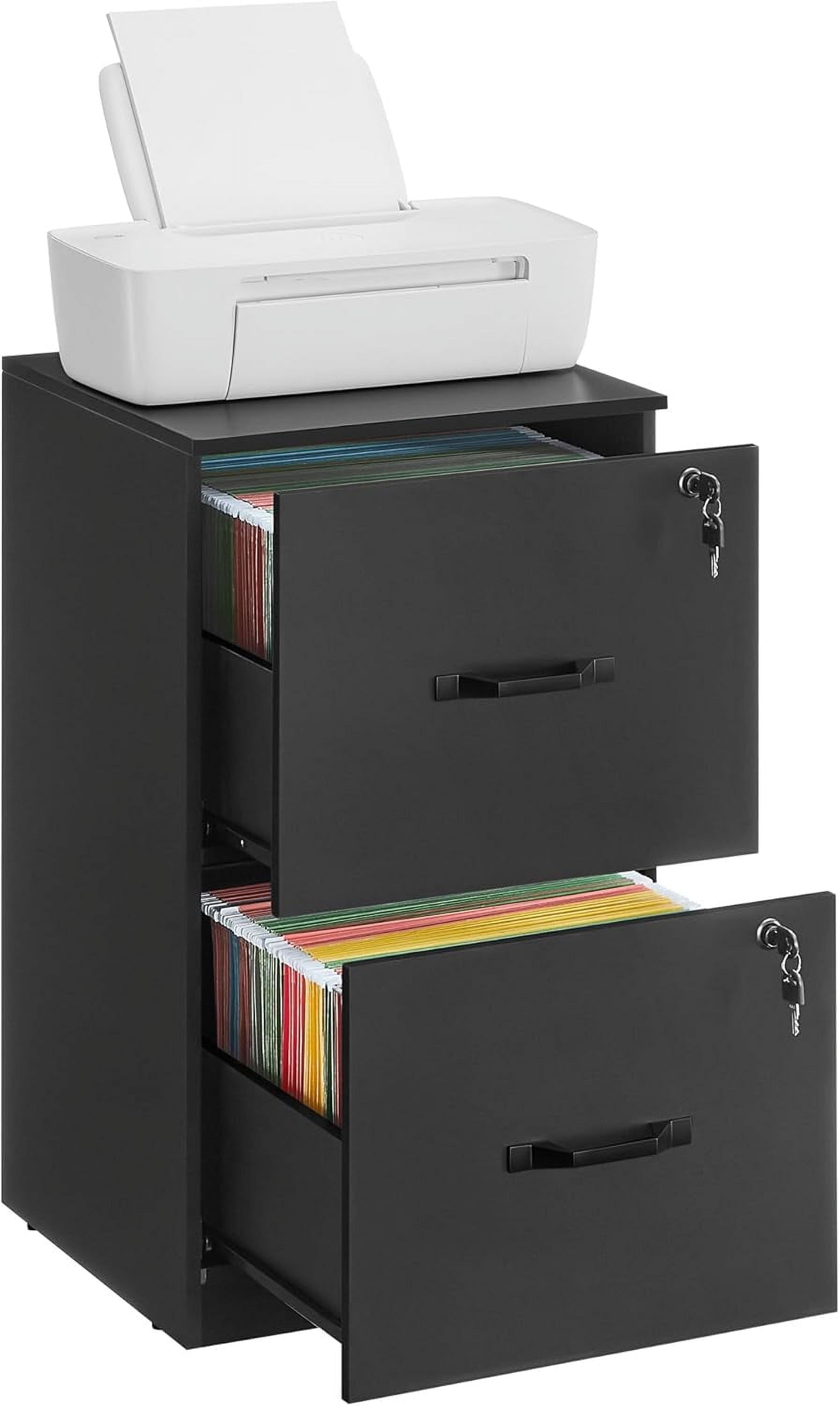 2 Drawers File Cabinet with Lock, Printer Stand, Office Filing Cabinet ...