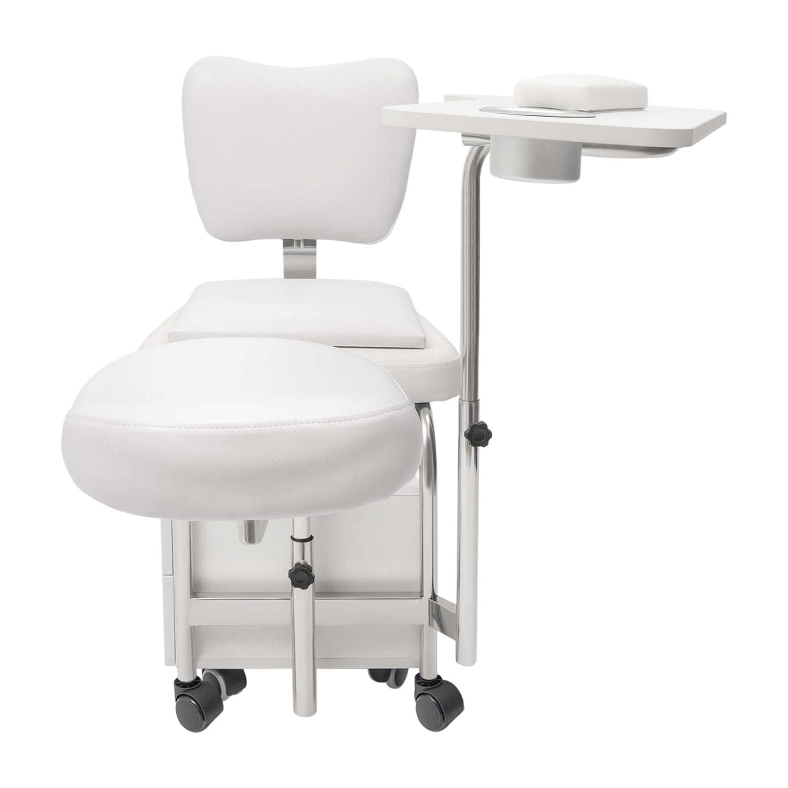 2 Drawers Manicure Pedicure Chair, 8 Wheels Professional Nail Table ...