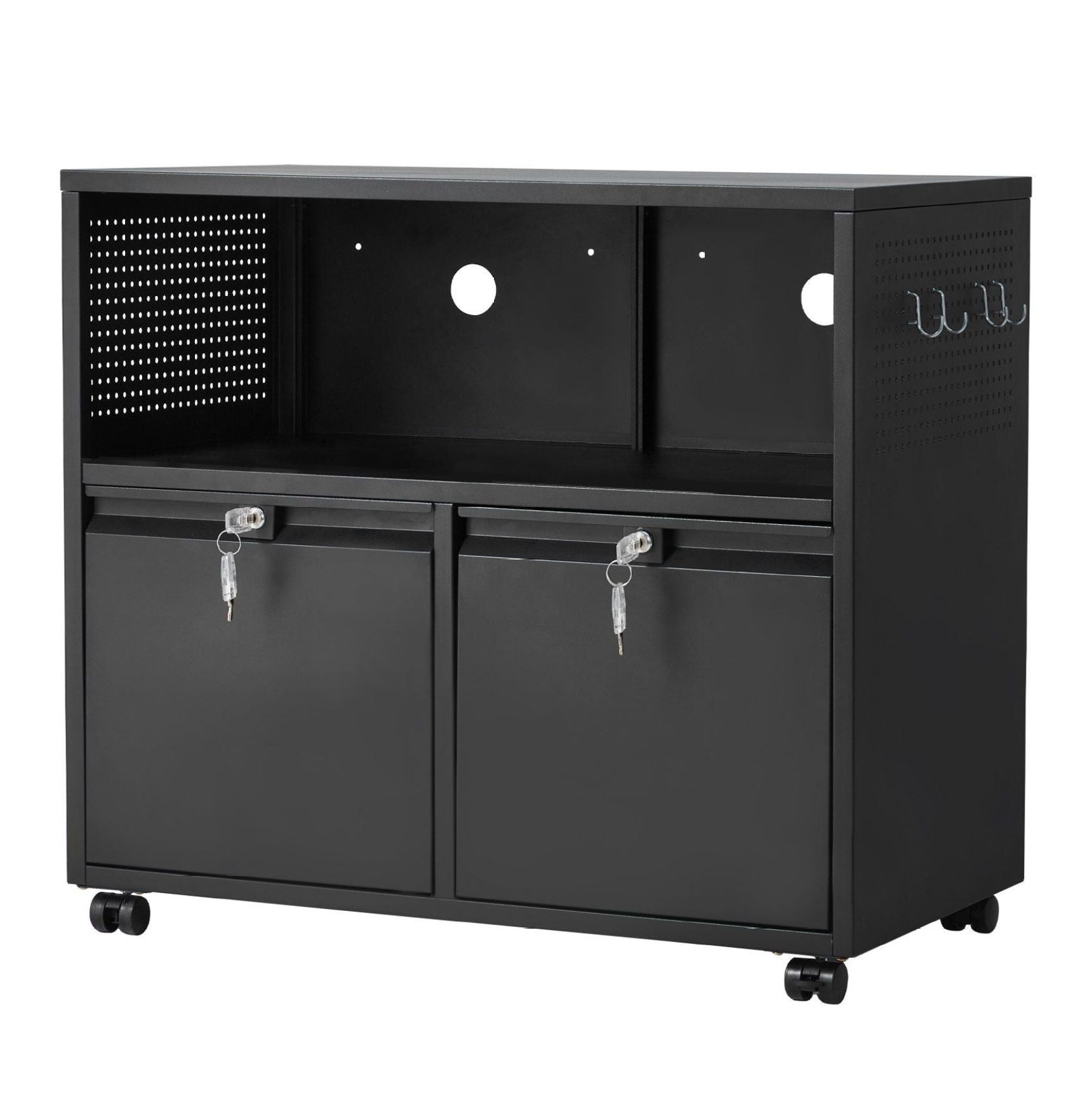 2 Drawers Metal File Cabinet, Lateral Filing Cabinet with Lock and ...
