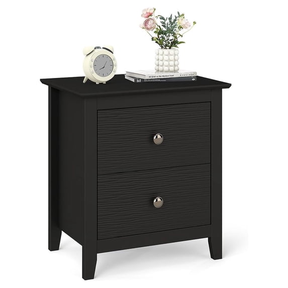 2 Drawers Nightstand, Wooden Bedside Table, Modern Sofa Side End Table ...