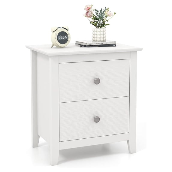 2 Drawers Nightstand, Wooden Bedside Table, Modern Sofa Side End Table ...