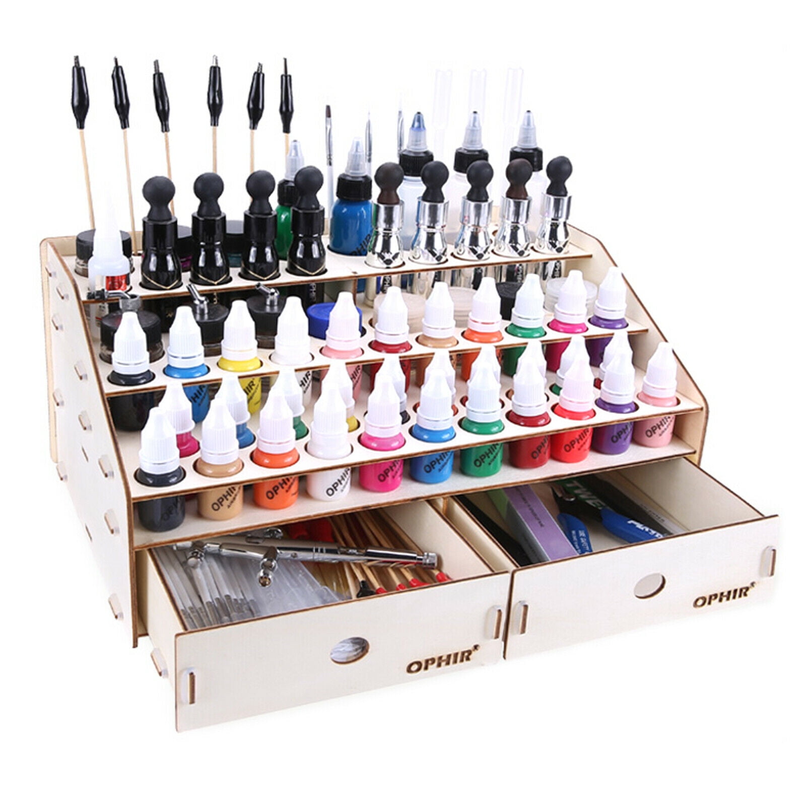 2 Drawers Paint Rack Stand Pigment Ink Bottle Paints Tool Storage with ...