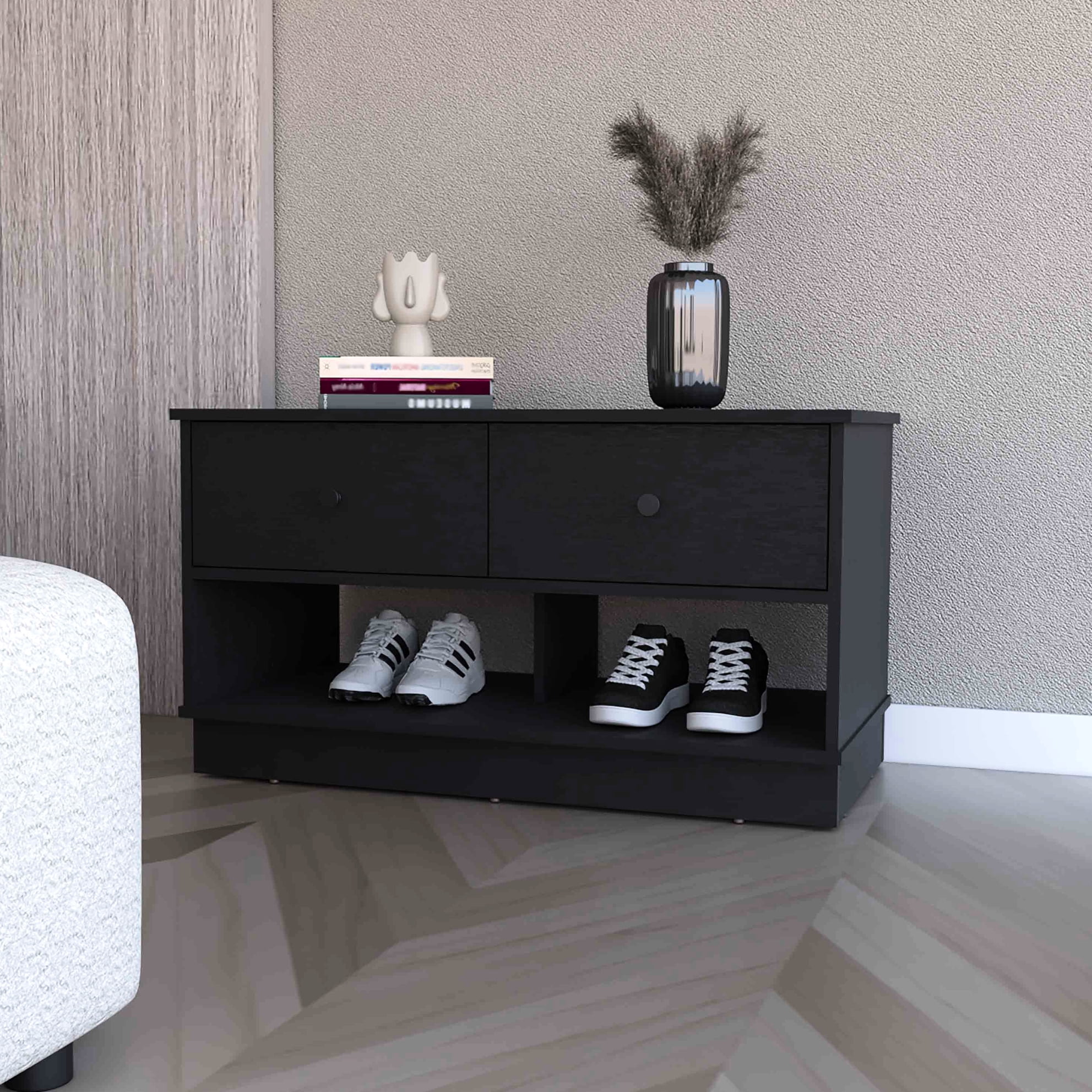 2 Drawers & Shelves Black Tulip Storage Construction Bench With Two ...