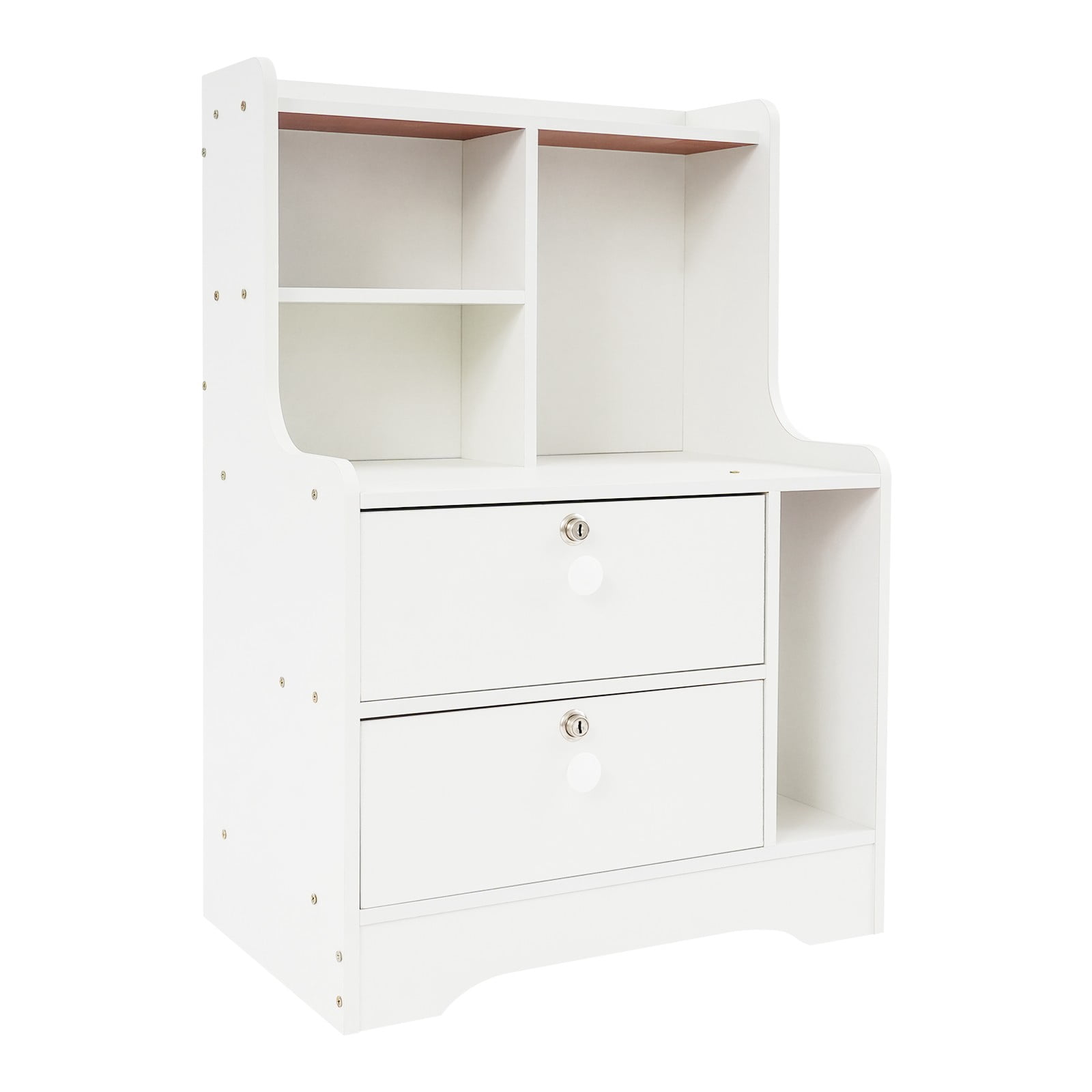 2 Drawers Side Table, White Storage Cabinet, Nightstand, Bedside Table ...