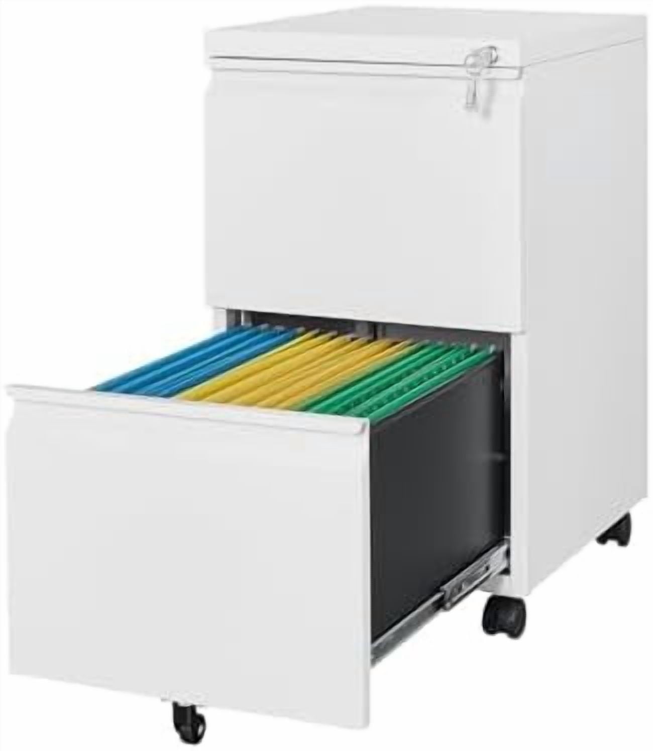 2 Drawers Vertical File Cabinet - Fully Assembled White Under Desk ...