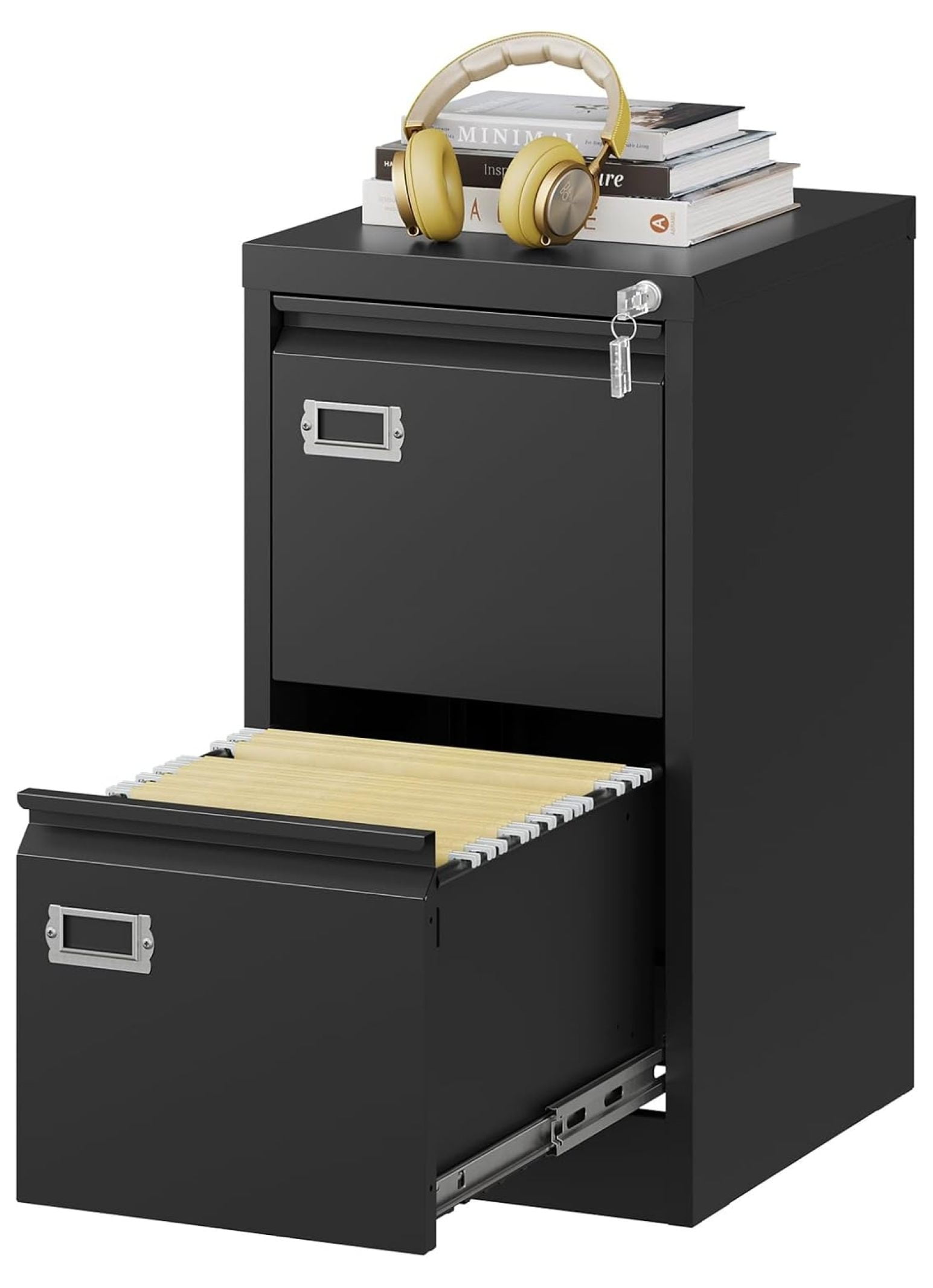 2 Drawers Vertical File Cabinets - 17.8" Deep Lockable Filing Cabinet ...