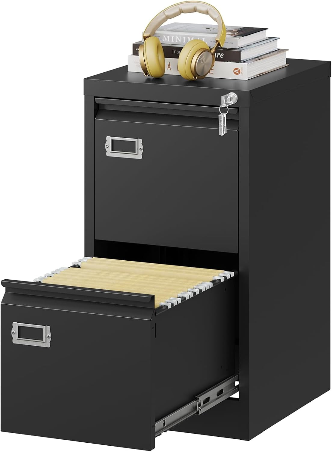 2 Drawers Vertical File Cabinets - 17.8" Deep Lockable Filing Cabinet ...