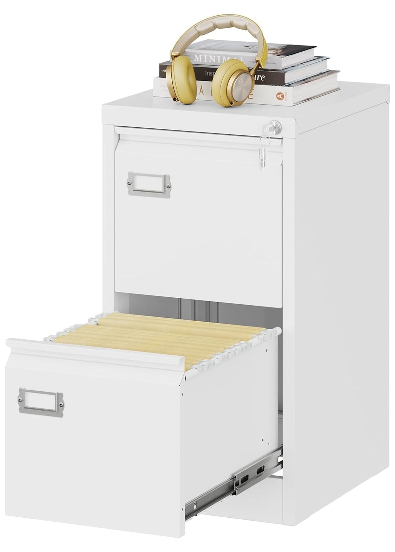 2 Drawers Vertical File Cabinets - 17.8" Deep Lockable Filing Cabinet ...