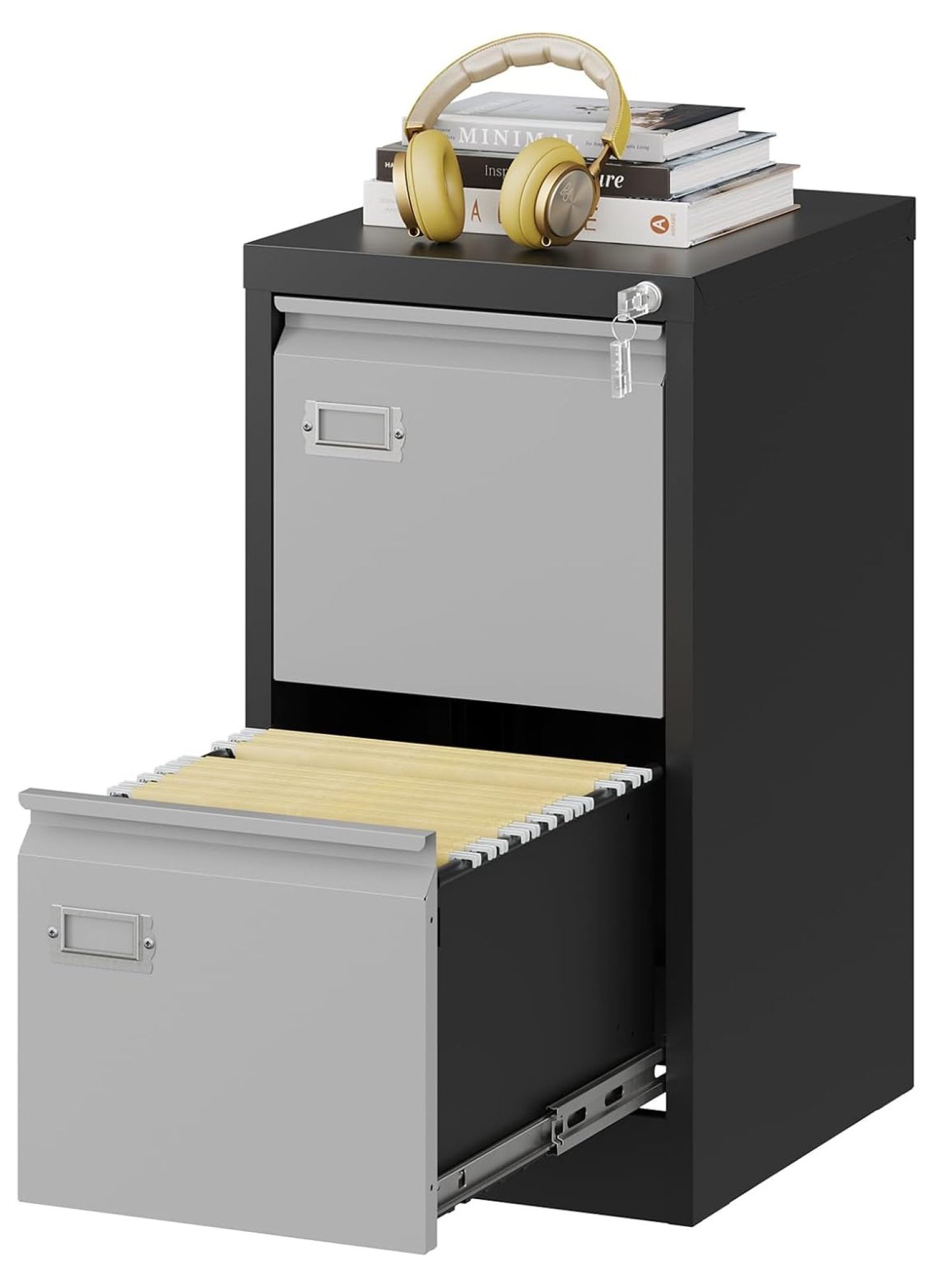 2 Drawers Vertical File Cabinets - 17.8" Deep Lockable Filing Cabinet ...