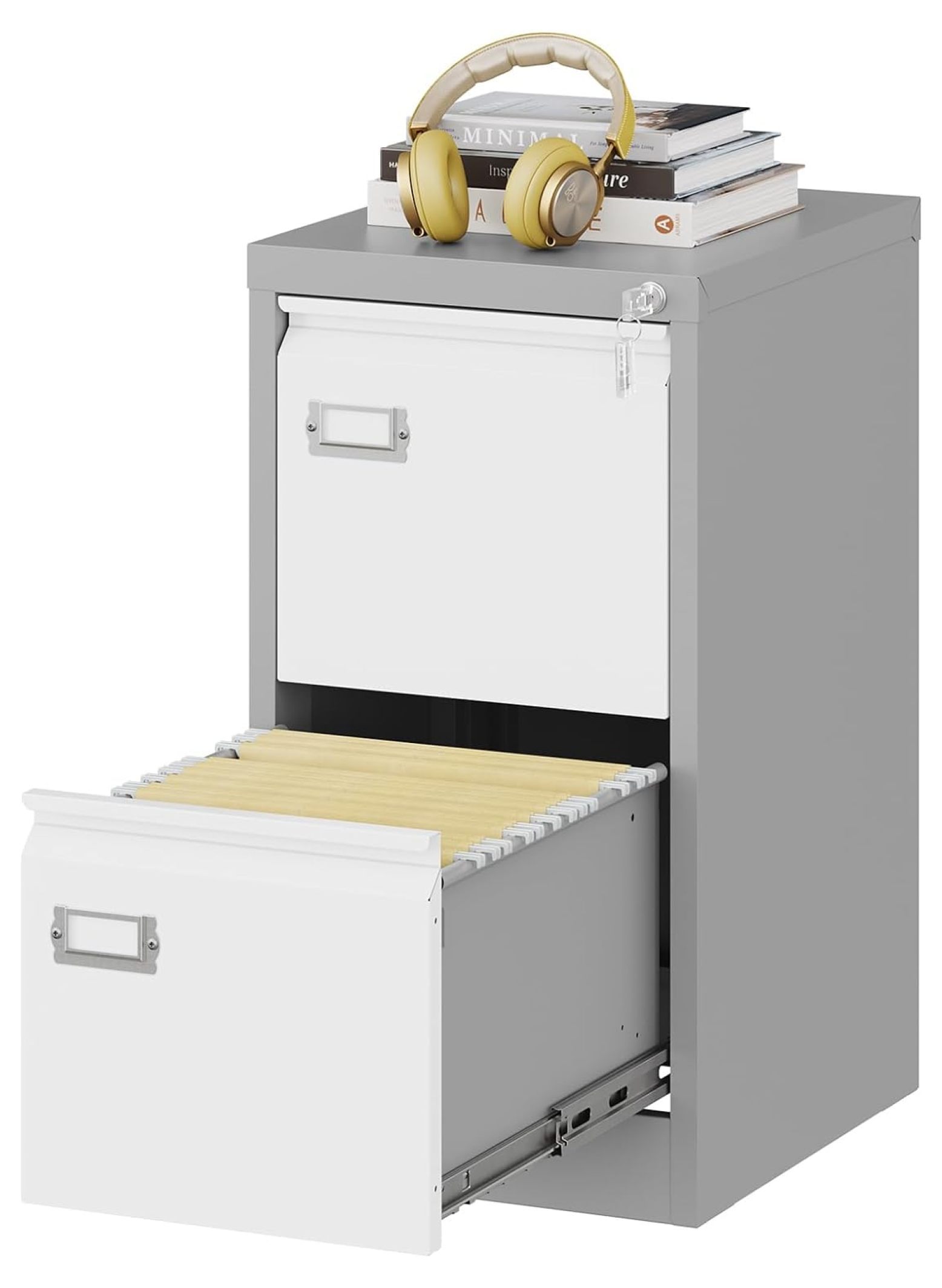 2 Drawers Vertical File Cabinets - 17.8" Deep Lockable Filing Cabinet ...