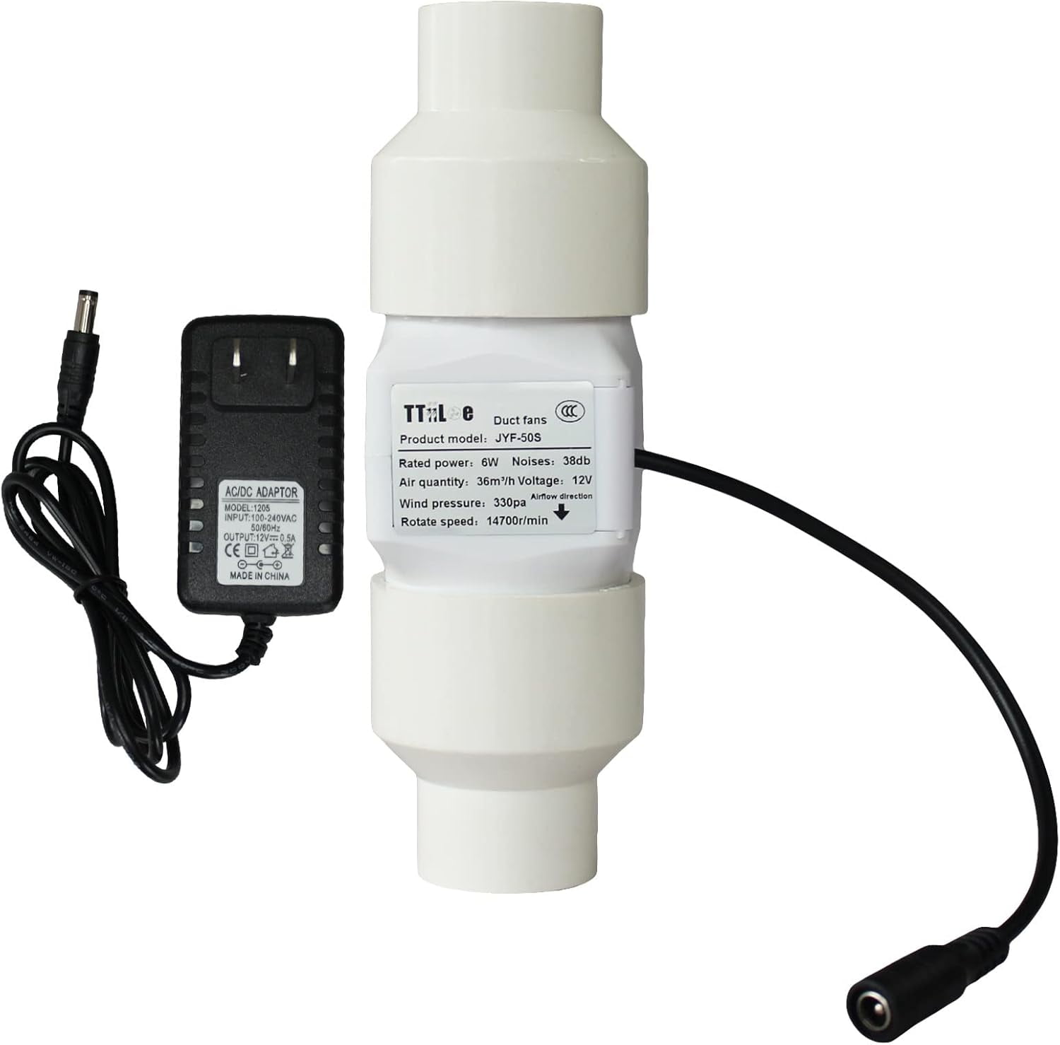 2” Duct Ventilation Fan 50mm with 32mm PVC Pipe Interface 22 CFM Inline ...