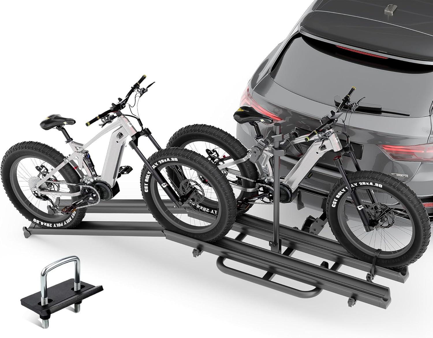 2 EBike Rack with Ramp, 2" Hitch Mounted Carrier Bike Racks Platform ...
