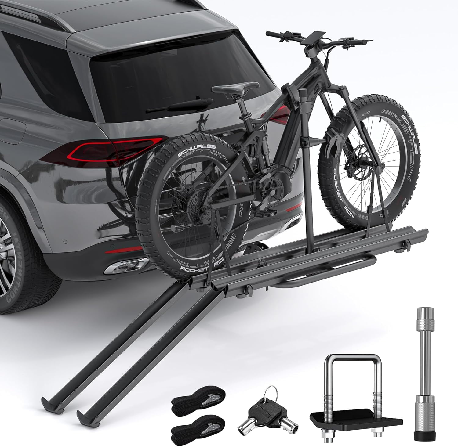 2 EBike Rack with Ramp, 2" Hitch Mounted Lockable & Foldable Bike Racks ...