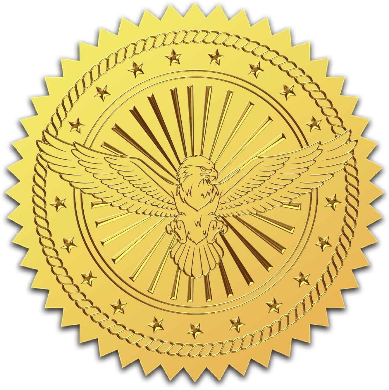 2" Eagle Gold Foil Embossed Stickers USA Star Certificate Seals Self ...