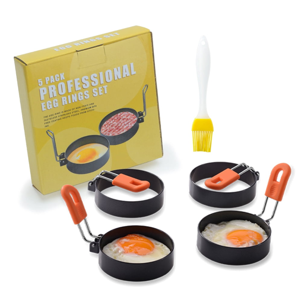 2" Egg Rings Set of 4 with Silicone Handle, Large Ring for Frying Eggs ...