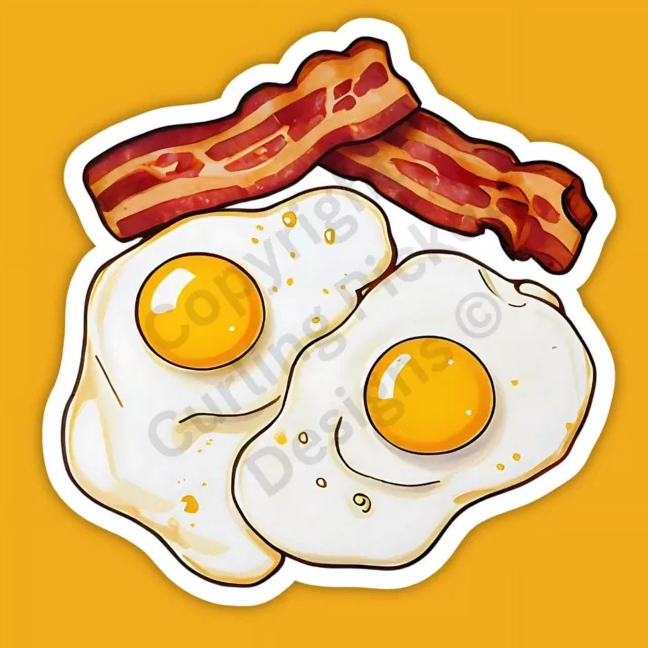 2 Eggs Over Easy And 2 Slices Of Bacon Food Breakfast Delicious Sticker ...