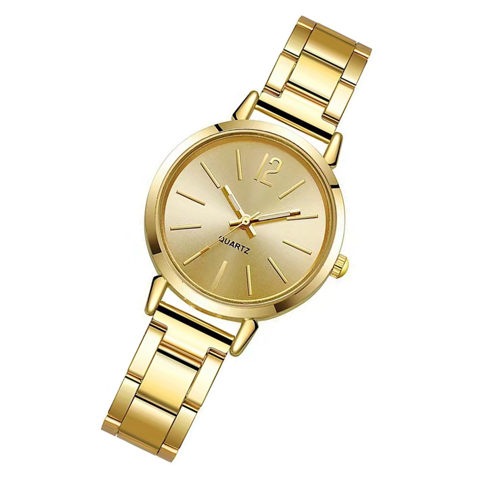 2. Elegant Thin Gold-Tone Ladies Timepiece Design Metallic Strap ...