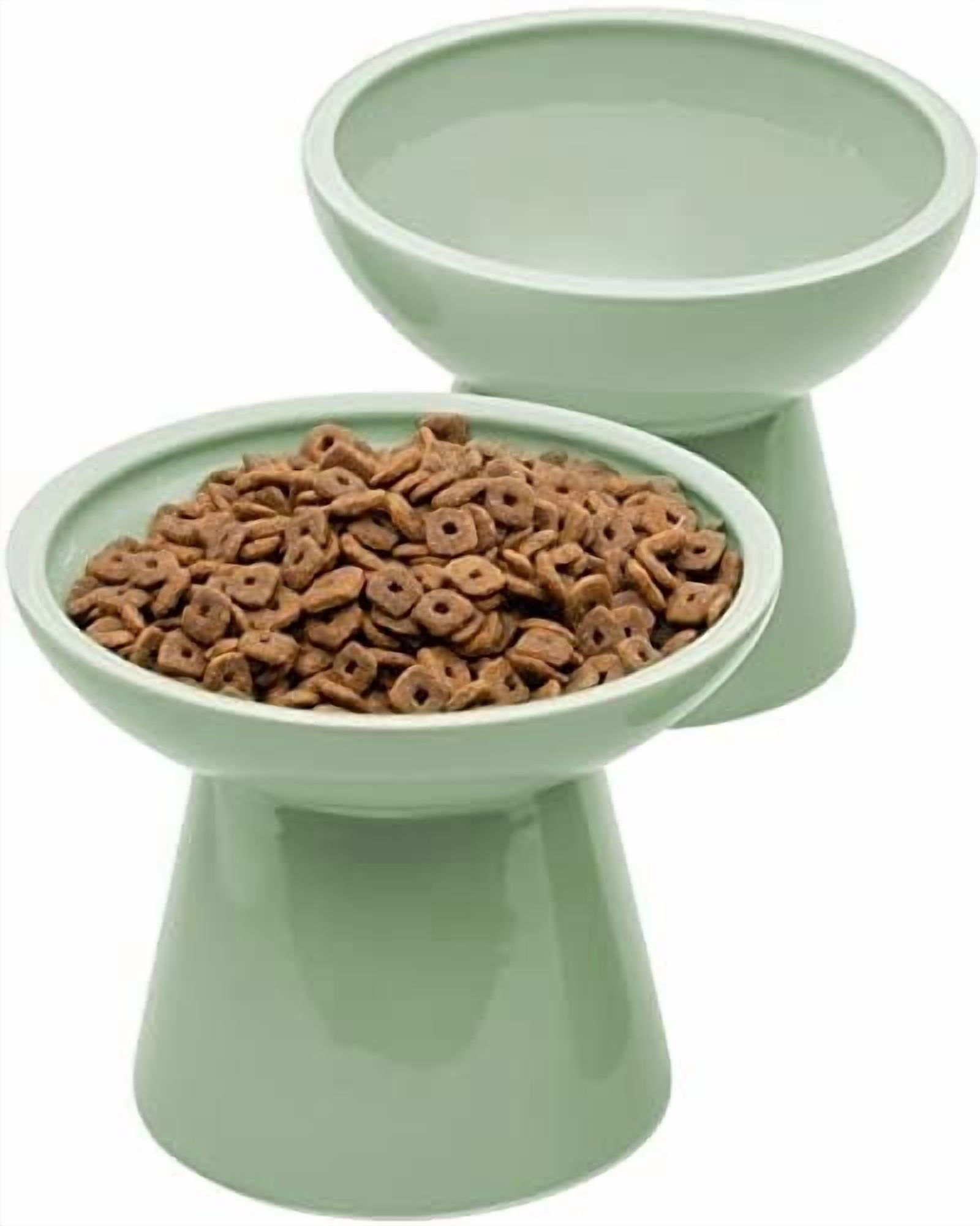 2 Elevated Ceramic Cat Bowls Extra Wide for Food & Water – Whisker ...