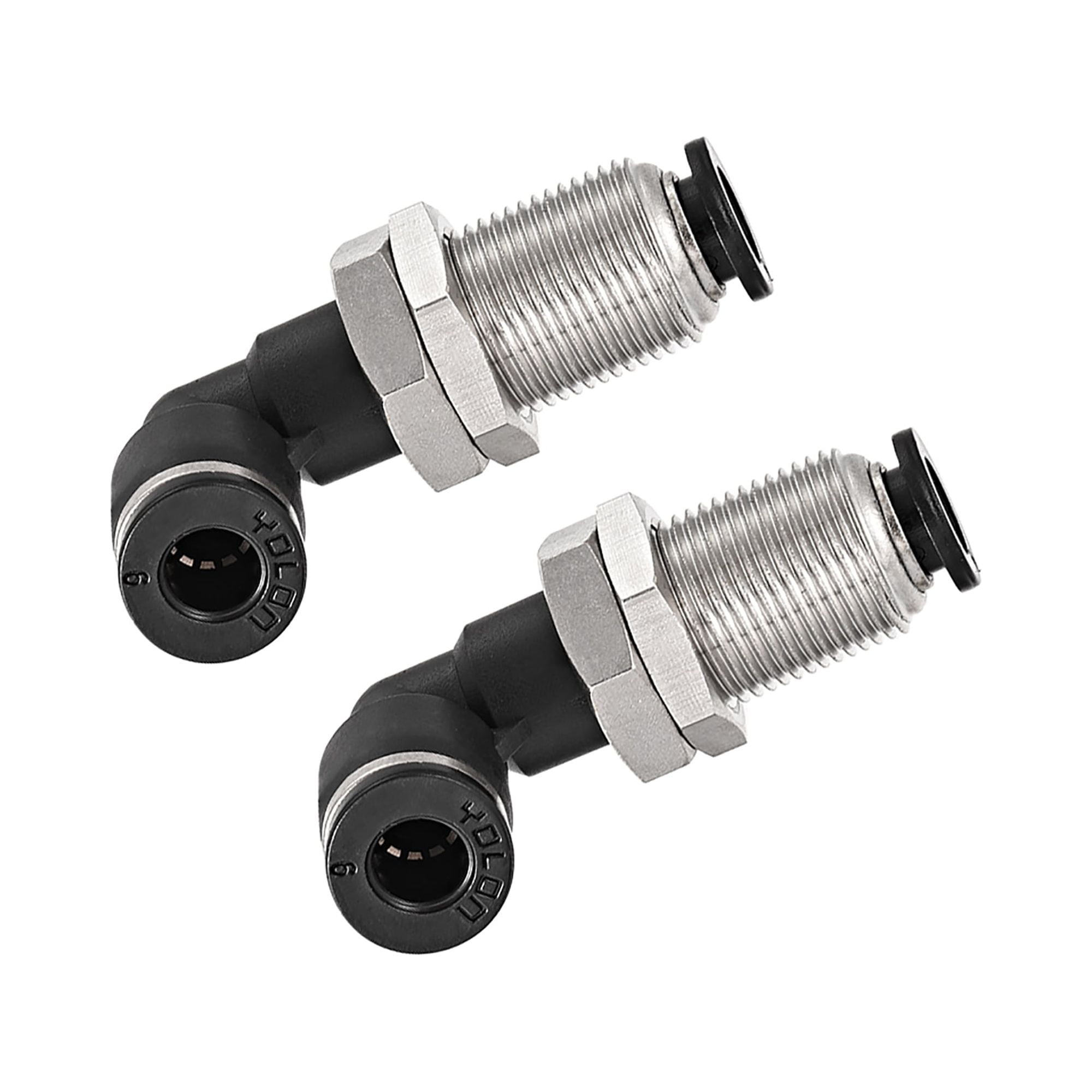 2 End 6mm Tube Push Lock Elbows, M14 L Shape Bulkhead Union Air Fitting ...