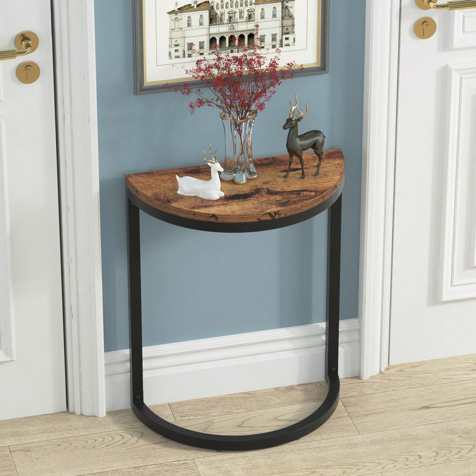 2 End Table Semi Circle, 2-Tier Small Half Round Side Tables With ...