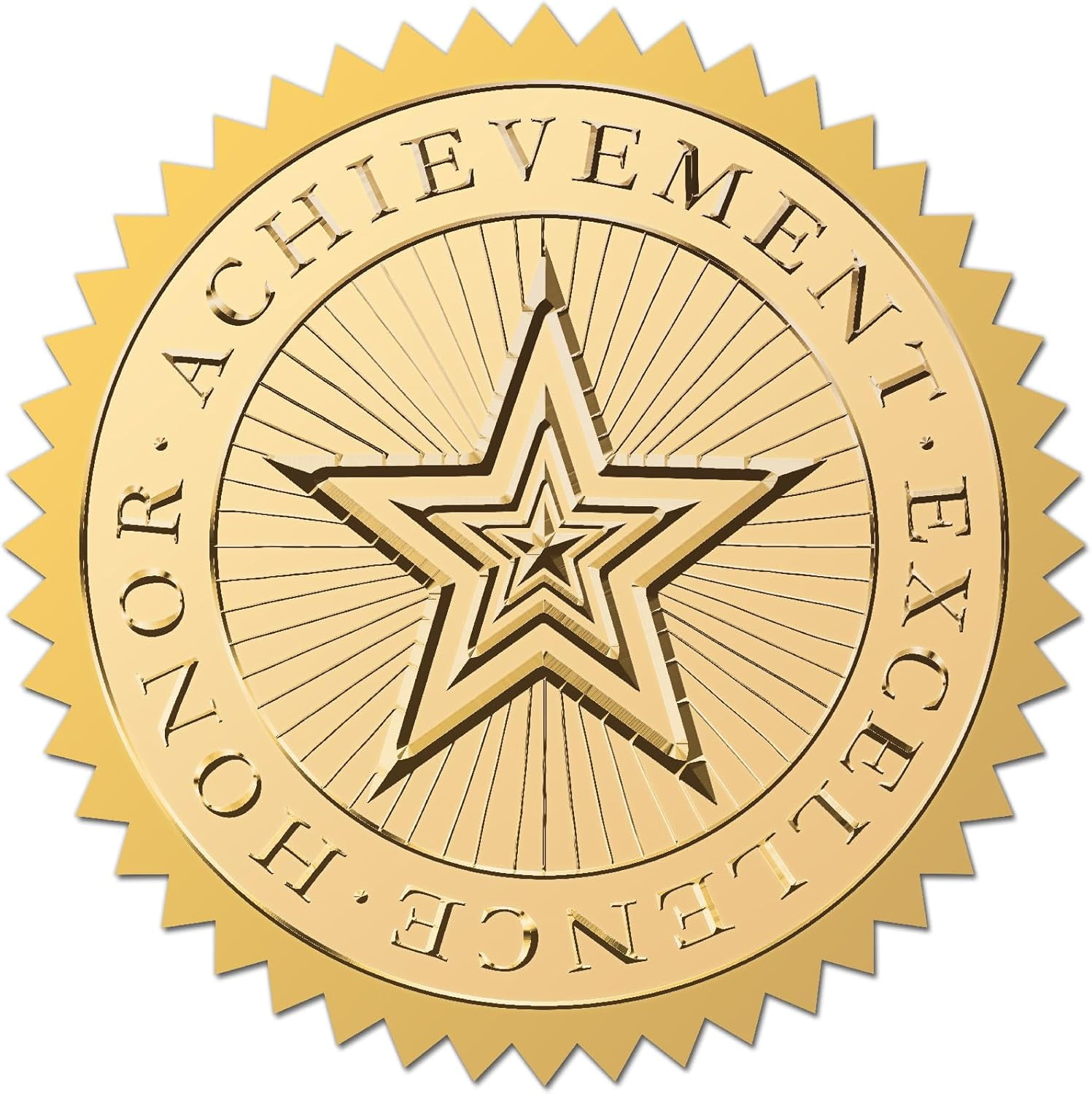 2" Excellence Achievement Stickers Gold Certificate Seals Self-Adhesive ...