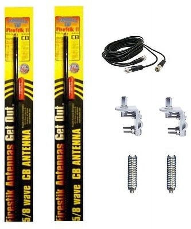 2 FIRESTIK 2 FS2 BLACK, FS2B 2FT CB ANTENNAS, 12FT DUAL COAX, MOUNTS ...