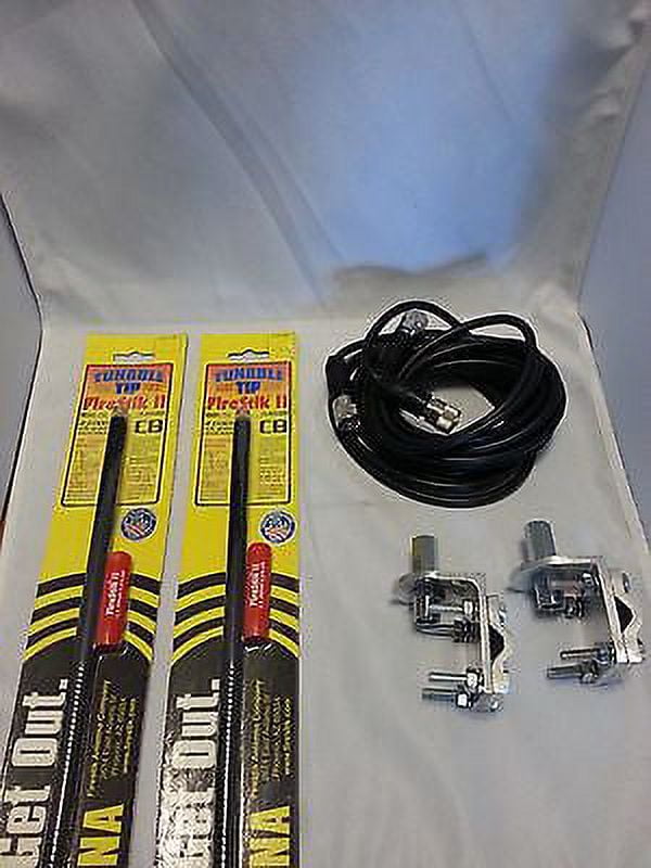 2 FIRESTIK 2 FS2 BLACK, FS2B 2FT CB ANTENNAS, 18FT DUAL COAX, BRACKETS ...