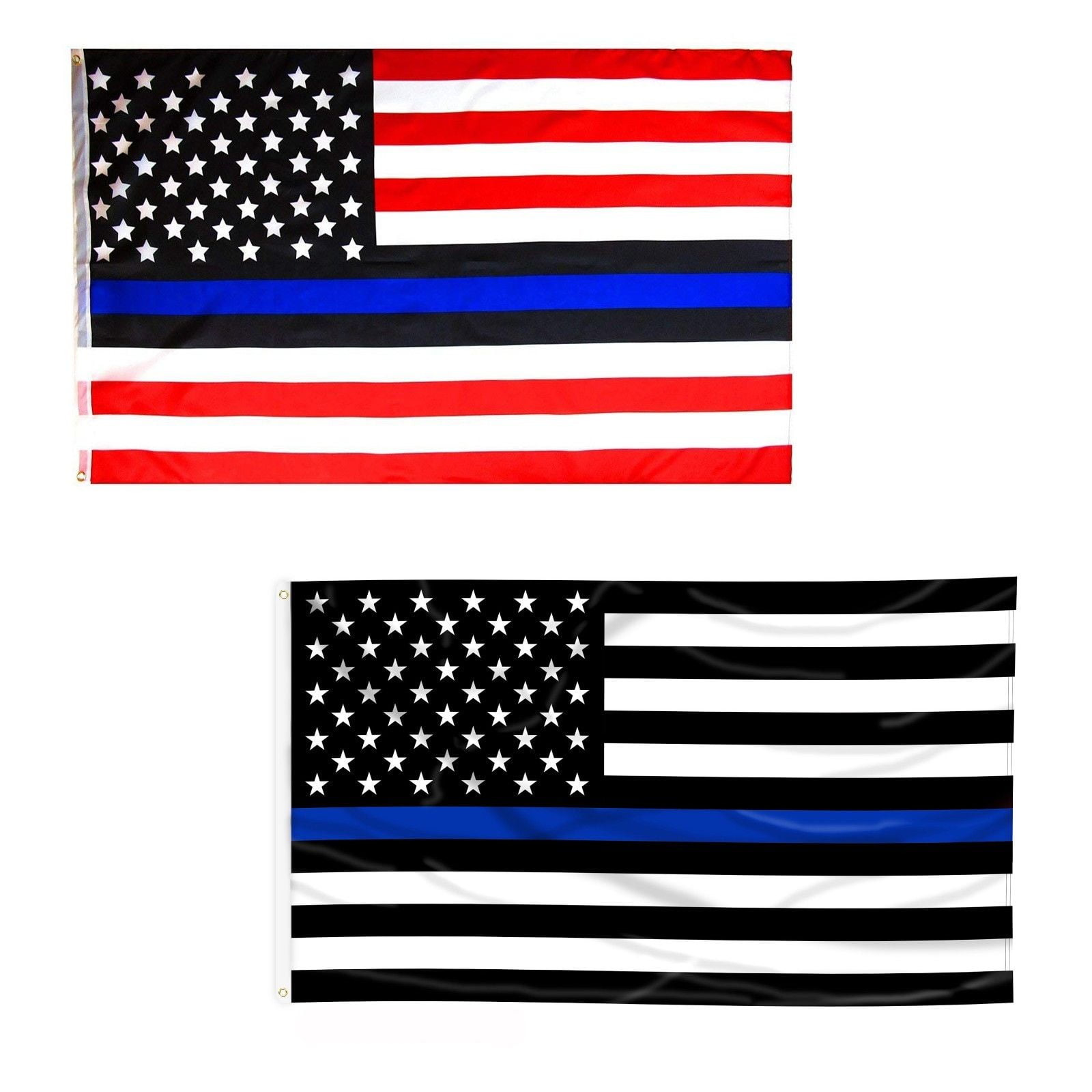 2 FLAGS Thin Blue Line USA Flag From TEXAS 3x5 ft Support Police Back ...