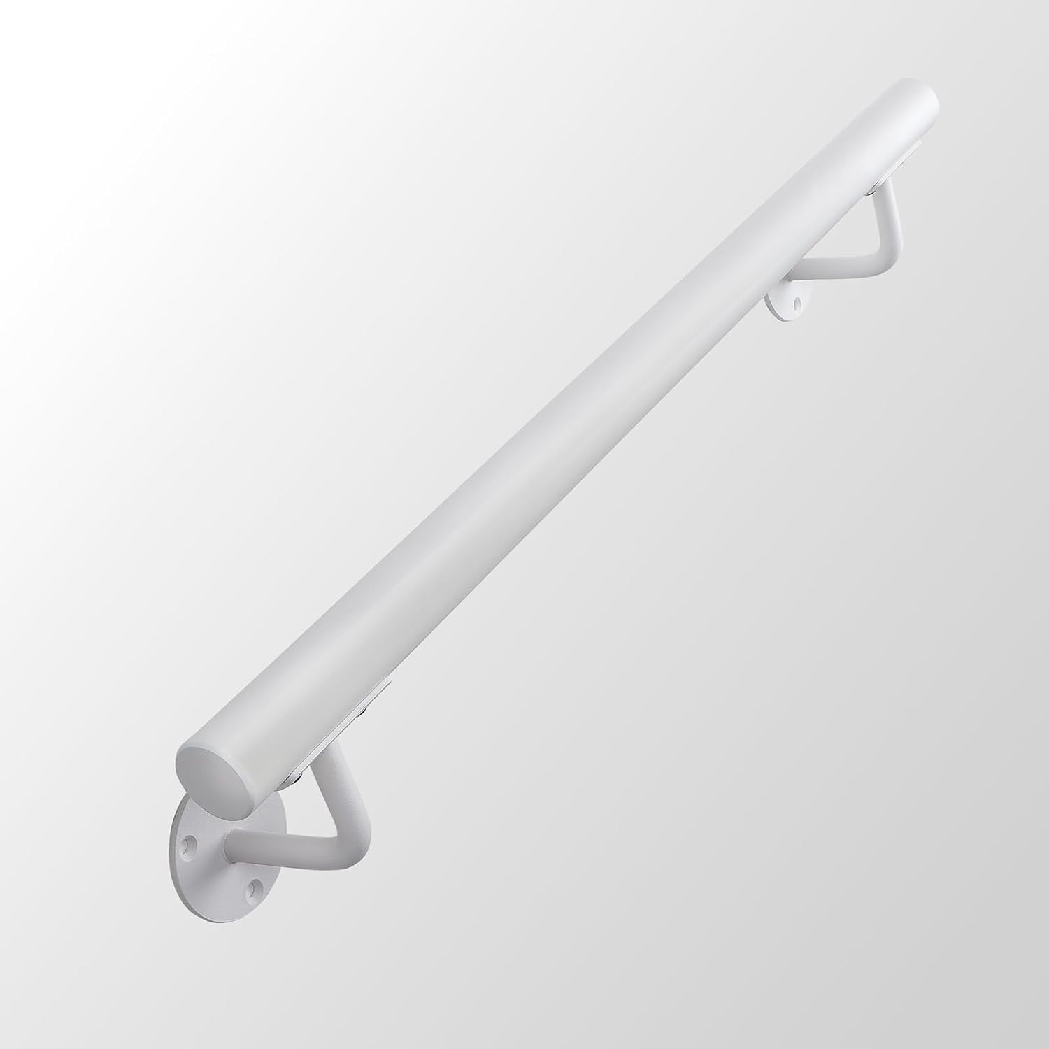 2 FT Heavy Duty White Metal Stairs Railing Indoor, Wall Mount Pipe ...
