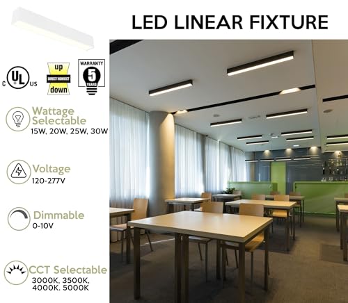 2 FT LED Direct/Indirect Suspended Linear Fixture G2, 2200 Lumen Max ...