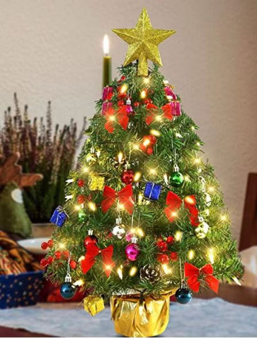Walmart 2 FT Mini XMAS Tree with LED Lights, Ornaments, Star Topper for ...
