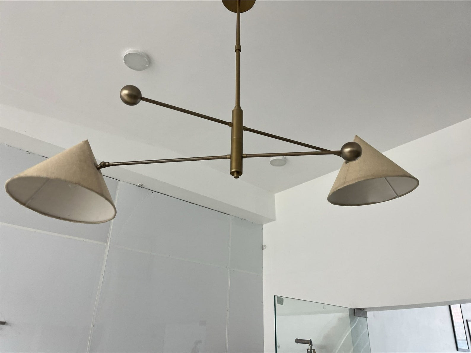 2 Fabric Shade Sputnik Light Designer Linear Chandelier Lights Fixture ...