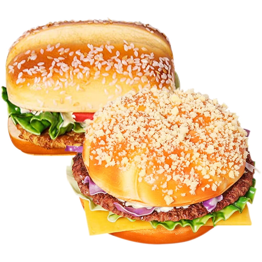 2 Fake Burger Faux Food Bread Model Toy for Home Kitchen Party ...