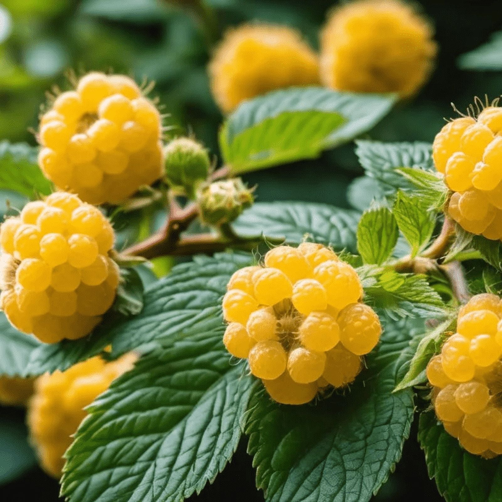 2 Fall Gold Raspberry Plants Live, Yellow Raspberries Fruit Bushes ...