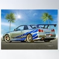 2 Fast 2 Furious Brian'S Nissan R34 Wall Art Home Decor Office Wall Art ...