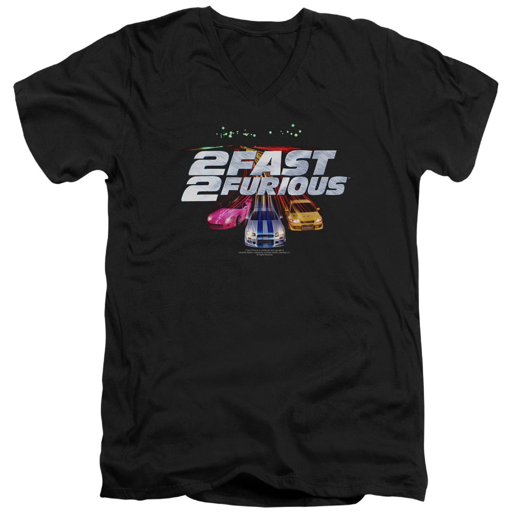 2 Fast 2 Furious Logo S/S Adult V-Neck 30/1 T-Shirt Black - Walmart.com