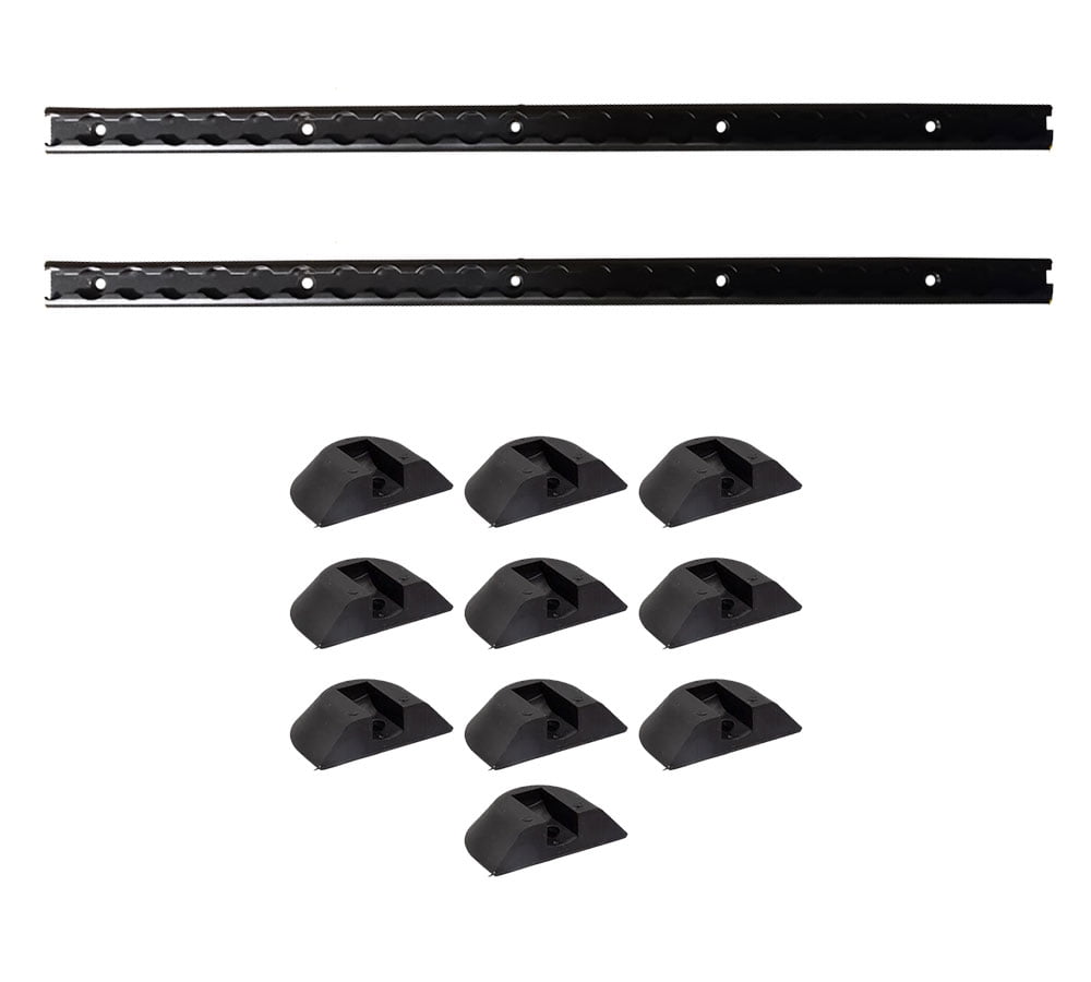 2 Feet L-Track Black Powder Coated (2 Pack) w/ 10 Pack Domed-Shape End ...