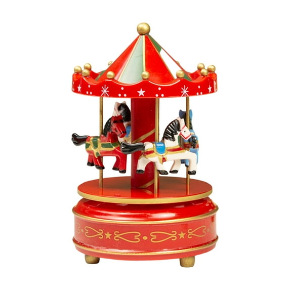 2. Festive Rotating Carousel Music Box Ornament, Manual Crank Design ...