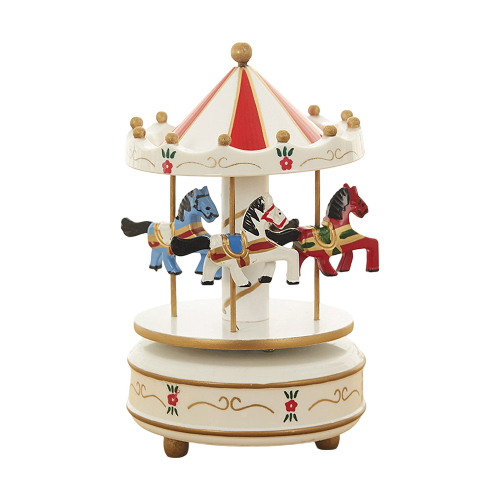 2. Festive Rotating Carousel Music Box Ornament, Manual Crank Design ...