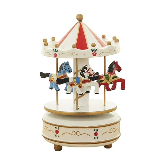 2. Festive Rotating Carousel Music Box Ornament, Manual Crank Design ...