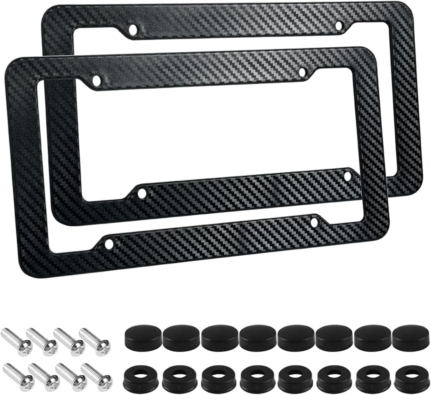 2- Fiber License Plate Frames - Standard 12x6 Fit with Screws & Caps ...