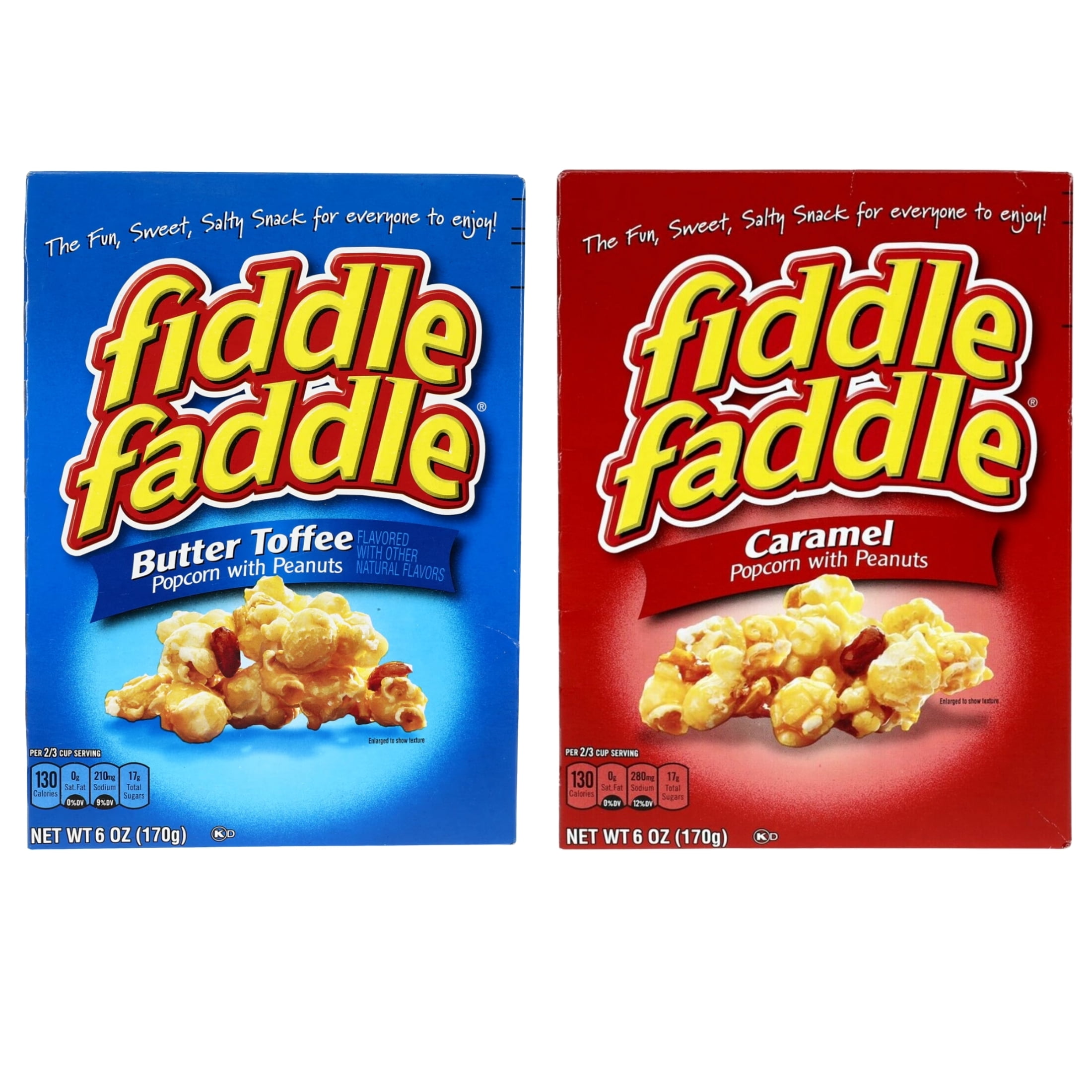 (2) Fiddle Faddle Caramel and Butter Toffee Popcorn with Peanuts, 6 oz ...